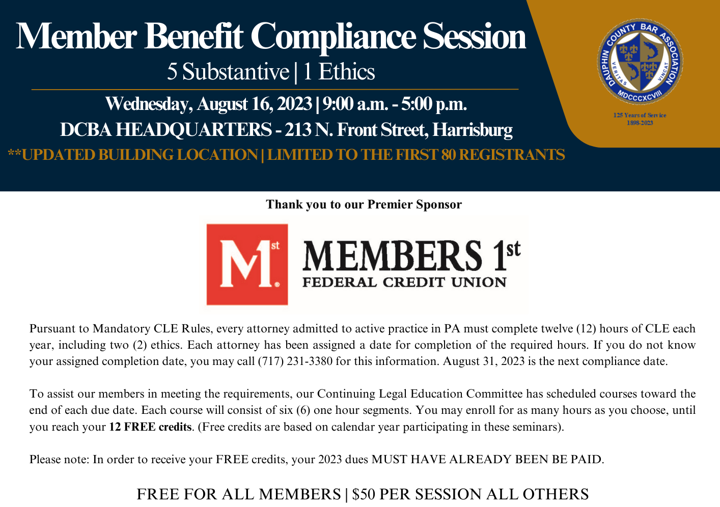 08-16-2023 Member Benefit Compliance Session | Calendar of Events ...