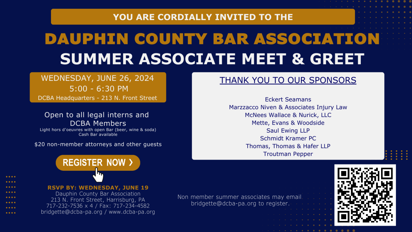 Summer Associate Meet & Greet | Calendar of Events | Dauphin County Bar ...